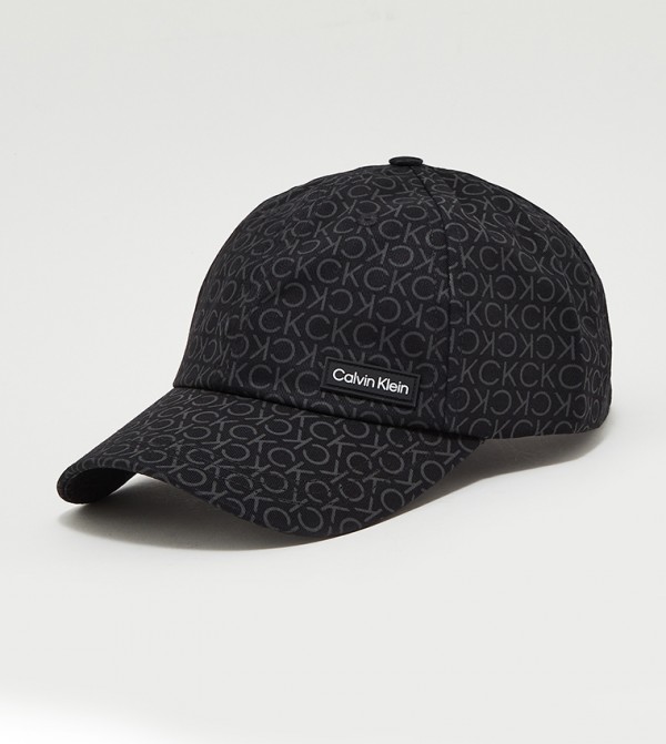 Buy Calvin Klein Monogram Patterned Baseball Cap In Black | 6thStreet ...