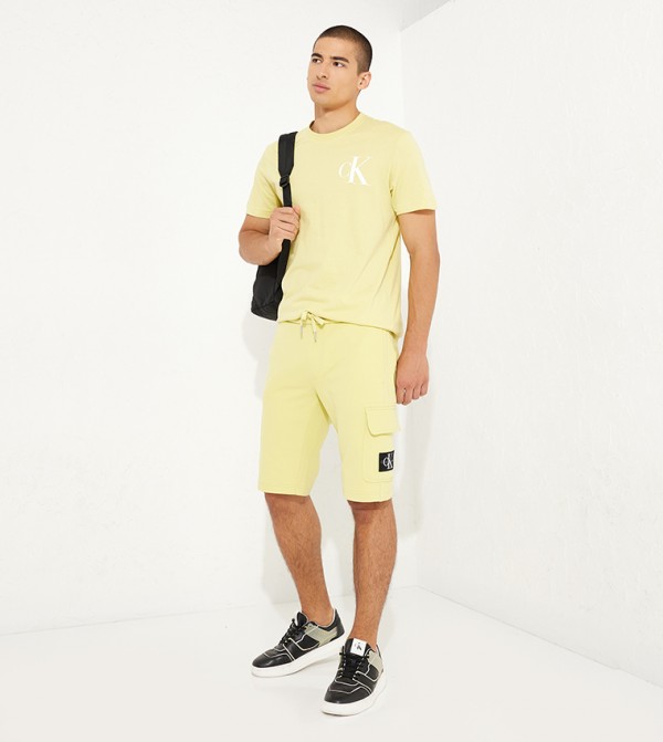 Buy Calvin Klein Logo Badge Cargo Casual Shorts In Yellow | 6thStreet UAE