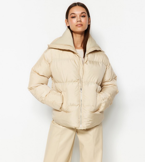 Buy Trendyol Quilted Inflatable Jacket In Beige | 6thStreet UAE