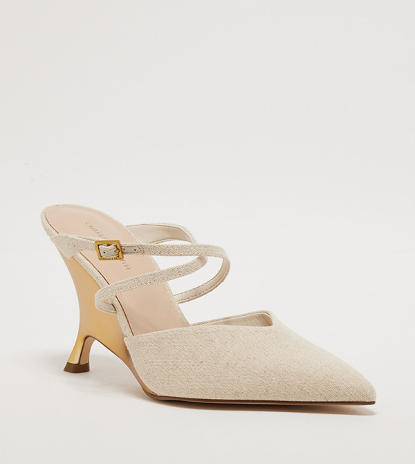 Buy Charles & Keith Crossover Strap Sculptural Heel Pumps In Beige ...