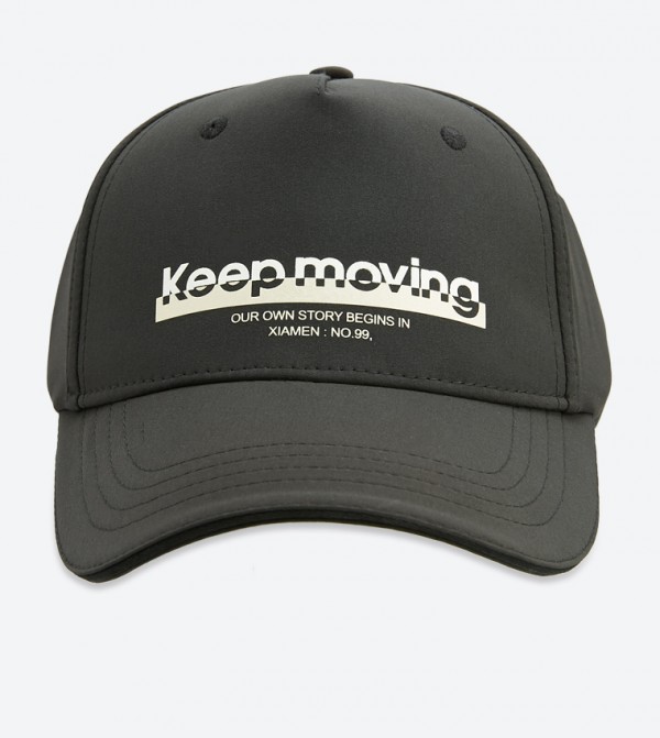 Buy Anta Text Printed Adjustable Back Strap Cap Black In Black ...