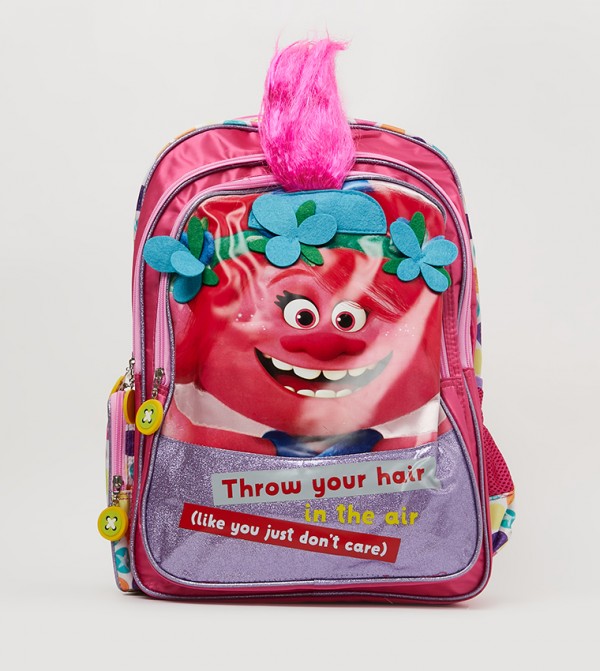Buy Universal Trolls With Fake Hair Trolley Backpack In Pink ...