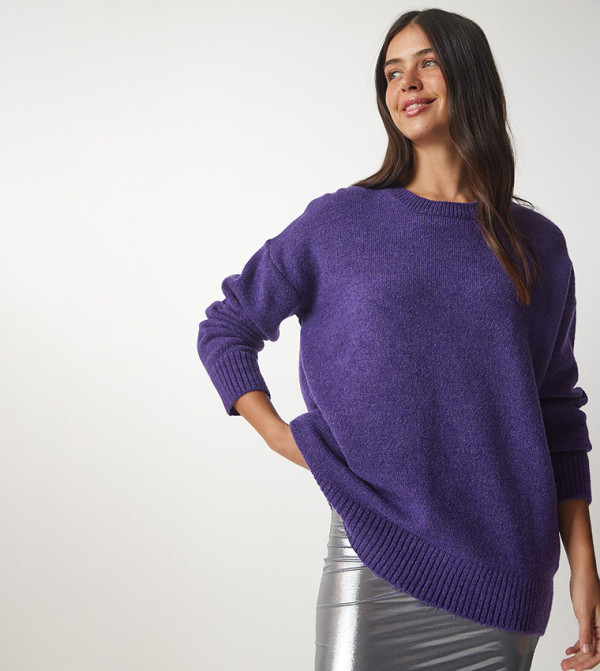 Buy Happiness İstanbul Drop Shoulder Oversized Sweater In Purple ...
