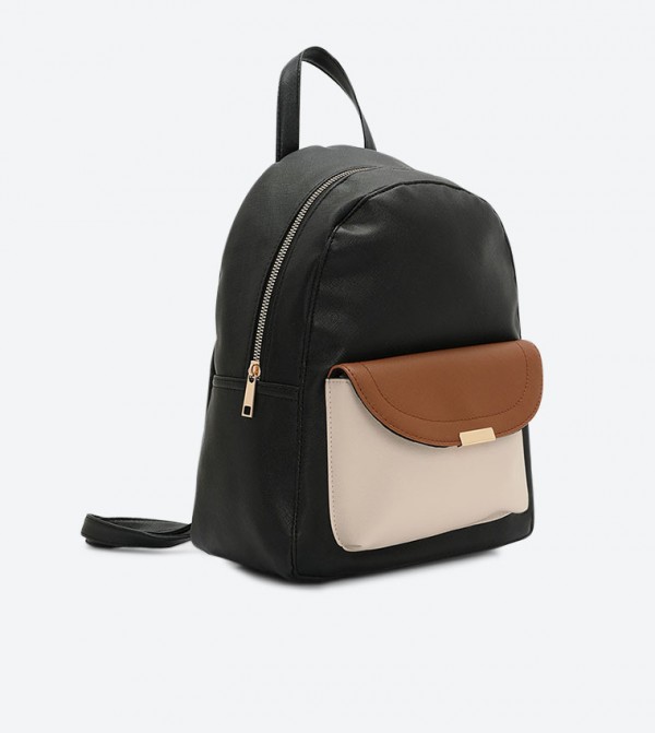 Buy Ardene Front Pocket Details Colorblocked Backpack Brown In Brown ...