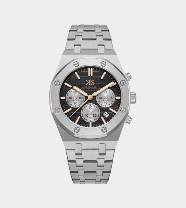 Buy Kenneth Scott Stainless Steel Multifunction Watch In Silver ...