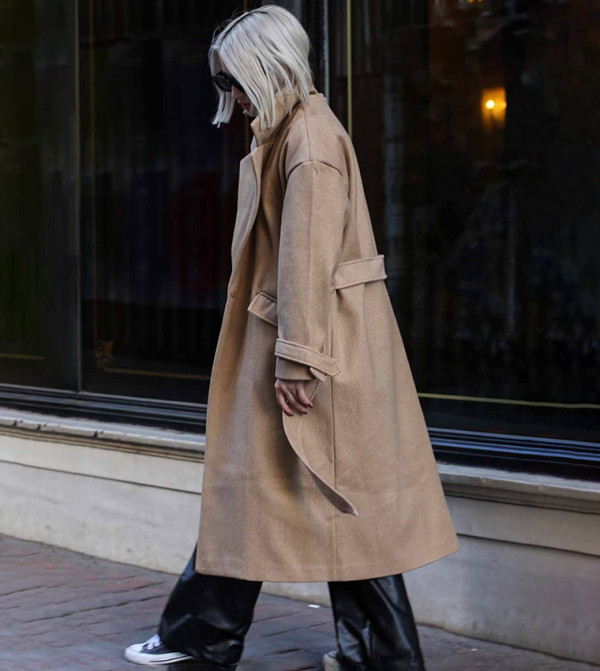 Buy Madmext Solid Oversized Long Coat In Beige | 6thStreet Kuwait