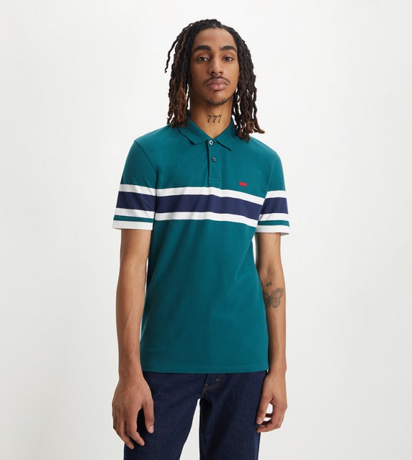 Buy Levi's Slim Housemark Polo T Shirt In Dark Green | 6thStreet Kuwait
