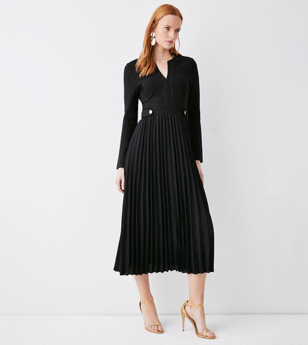 Buy Coast Outlet Tab Detail Ponte Top Midi Dress In Black | 6thStreet ...