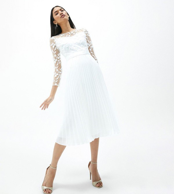 Buy Coast Embroidered Long Sleeves Dress In Ivory | 6thStreet Kuwait