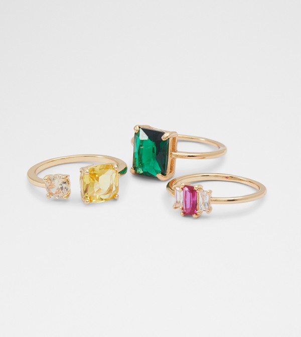Buy Aldo Accessories AFEDRIDAN Pack Of 3 Stone Embellished Rings In ...