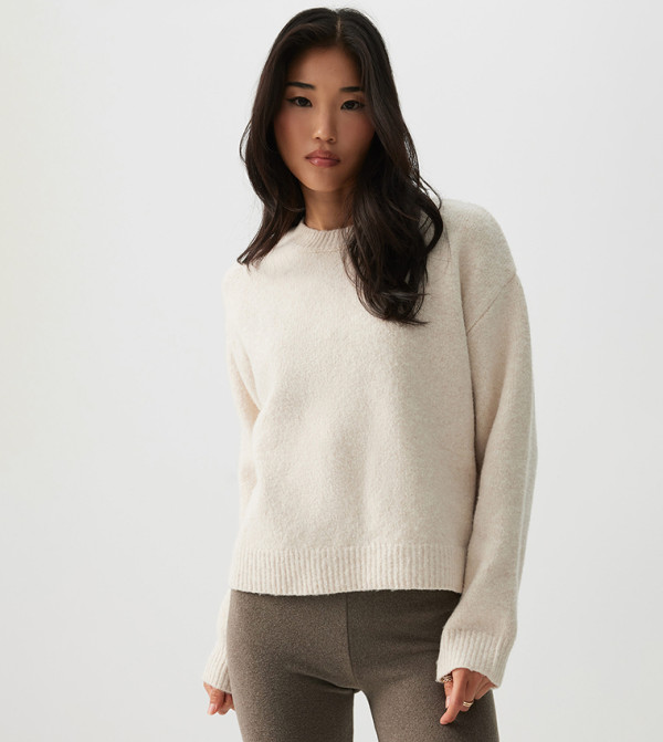 Buy Ardene Crew Neck Super Soft Sweater In Off White | 6thStreet UAE