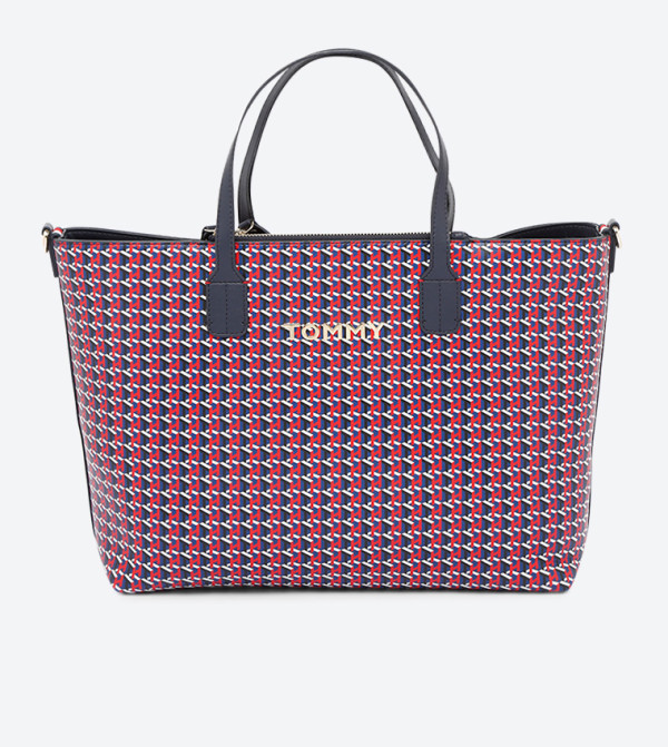 Buy Tommy Hilfiger Iconic Double Grab Handle Totes Bag Red In Red ...