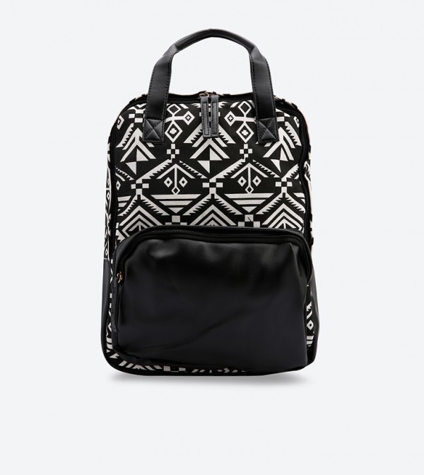 Buy R&B Printed Front Zip Pocket Backpack Black AW18 1D AW18 1D In ...