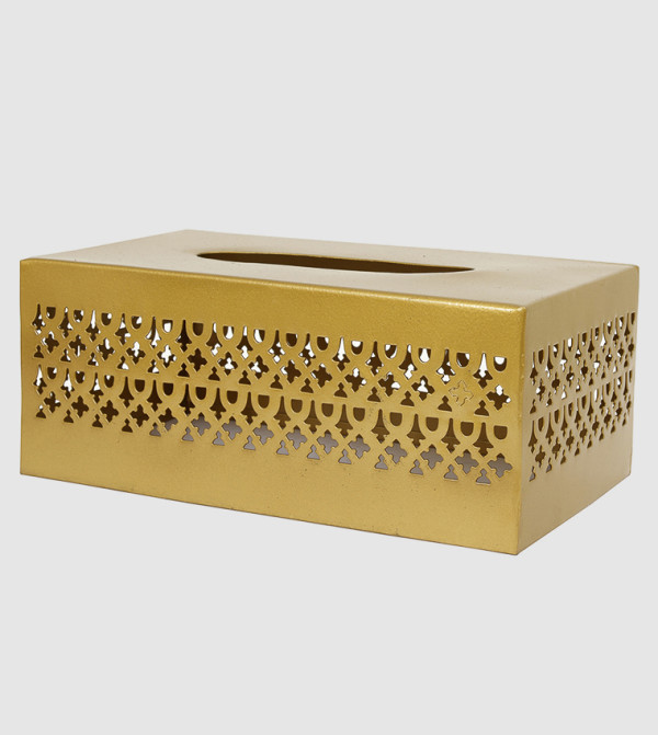 Buy HIS & HERS Tissue Box Cover In Gold | 6thStreet UAE