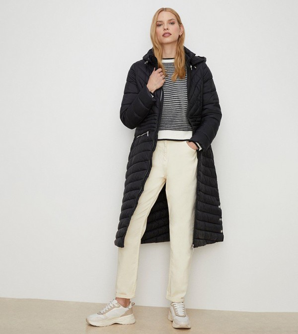 Buy Oasis Longline Padded Packable Puffer Jacket In Black | 6thStreet Qatar