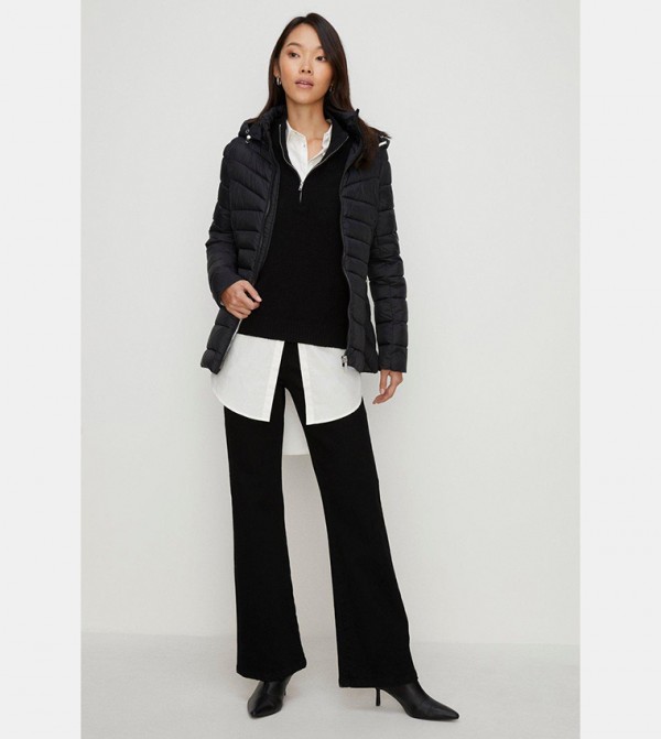 Buy Oasis Short Padded Packable Puffer Jacket In Black | 6thStreet ...