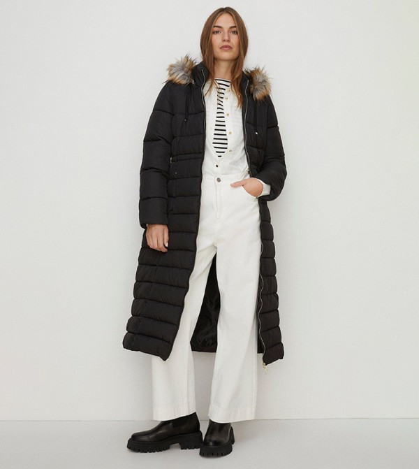 Buy Oasis Extra Warm Longline Puffer Jacket In Black | 6thStreet Qatar