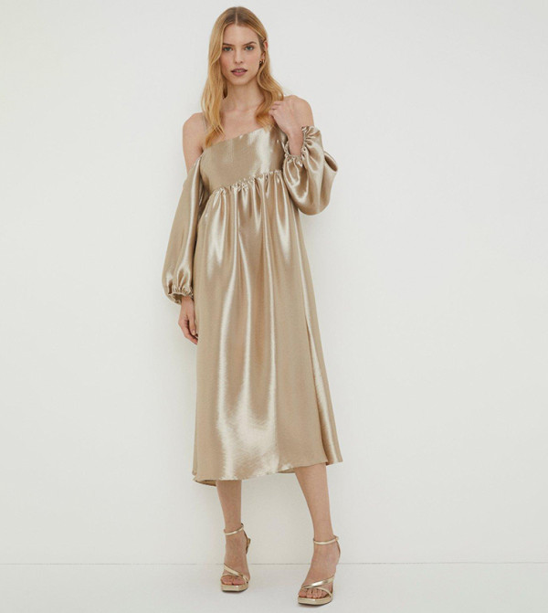 Buy Oasis Rachel Stevens Cold Shoulder Satin Dress In White | 6thStreet UAE