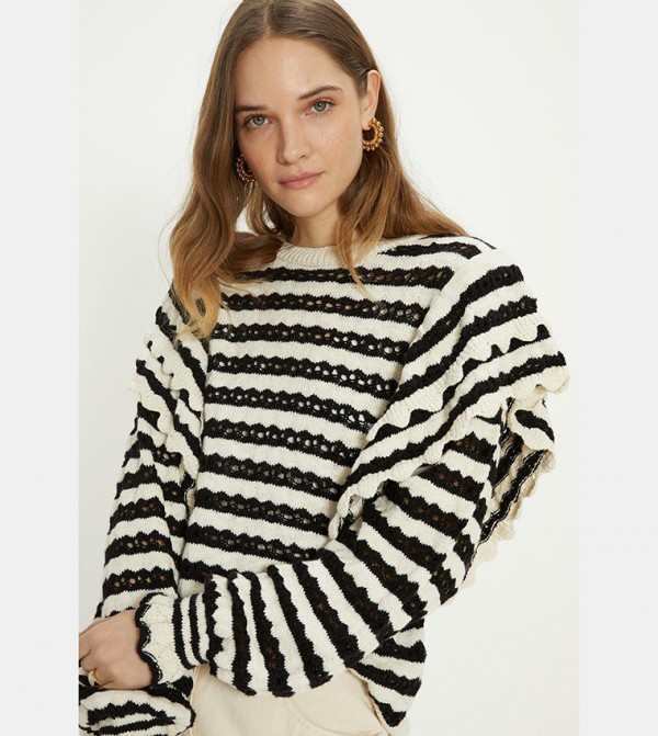 Buy Oasis Stripe Ruffle Detail Sweater In Multiple Colors | 6thStreet ...