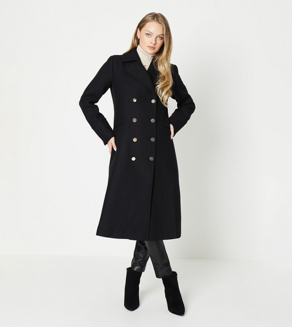 Buy Oasis Premium Italian Wool Coat In Black | 6thStreet Kuwait