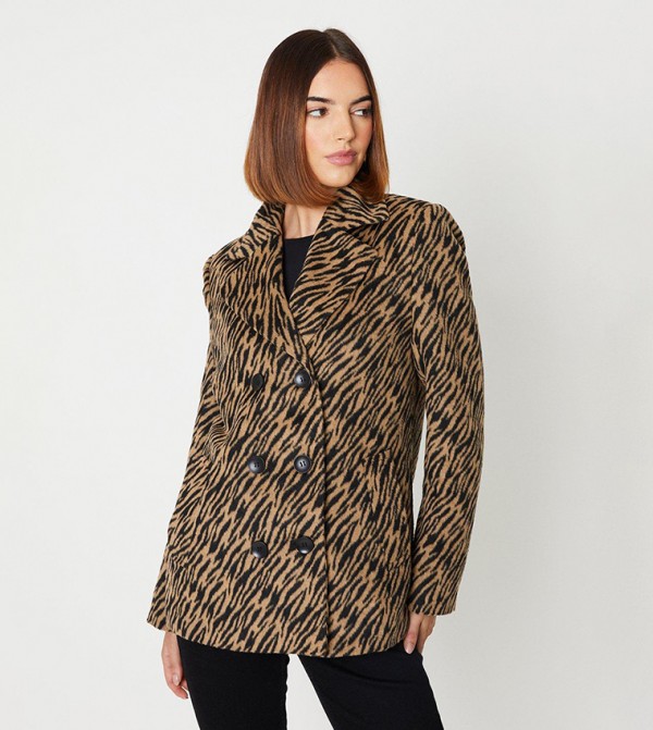 Buy Oasis Animal Zebra Peacoat In Camel | 6thStreet UAE