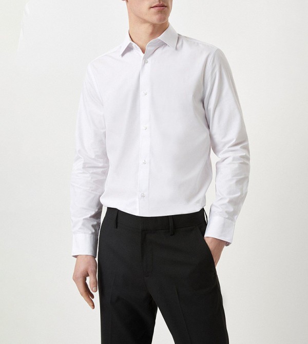 Buy Burton Tailored Fit White Formal Shirt In White | 6thStreet Kuwait