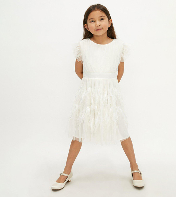 Buy Coast Girls Frill Sleeves Dress In Ivory | 6thStreet UAE