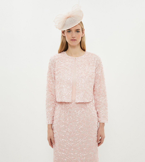 Buy Coast Ribbon Embroidered Edge To Edge Jacket In Blush | 6thStreet Qatar