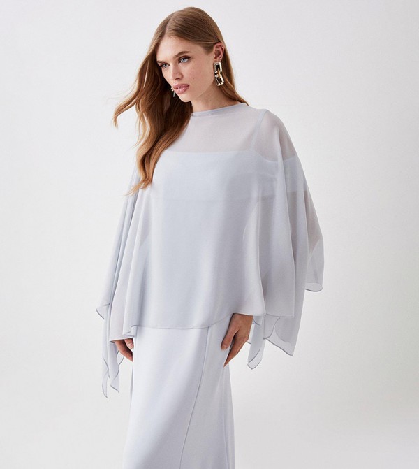Buy Coast Solid Chiffon Cape Top In Silver | 6thStreet UAE