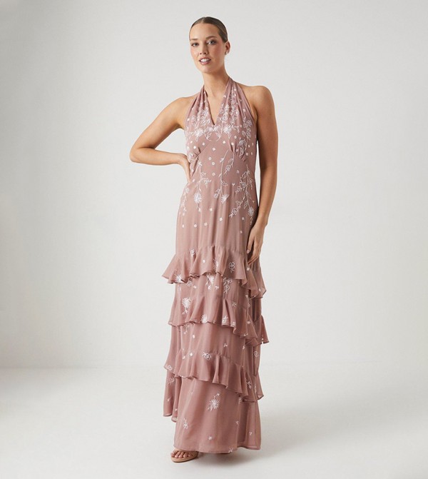 Buy Coast Trailing Floral Embroidered Tie Back Bridesmaid Maxi Dress In ...