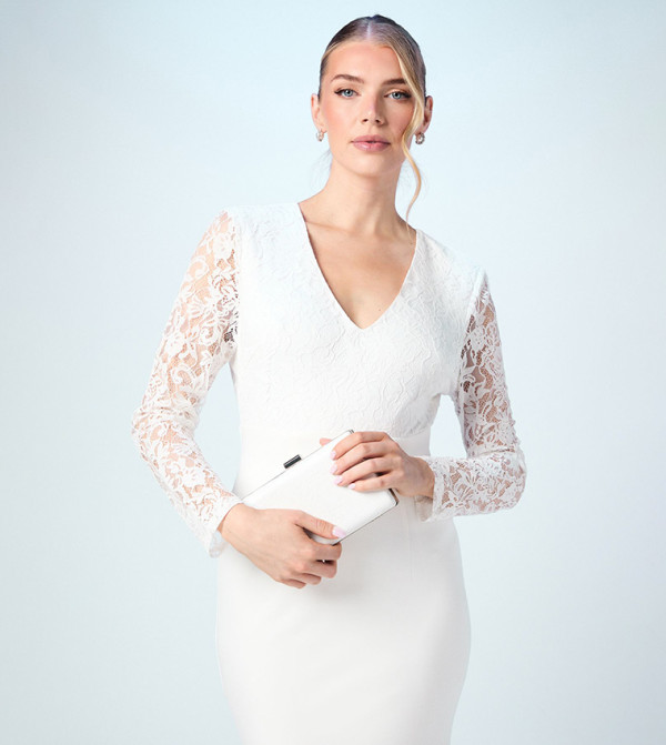 Buy Coast Bridal Aloe Lace Detail Hard Clutch Bag In Ivory | 6thStreet ...
