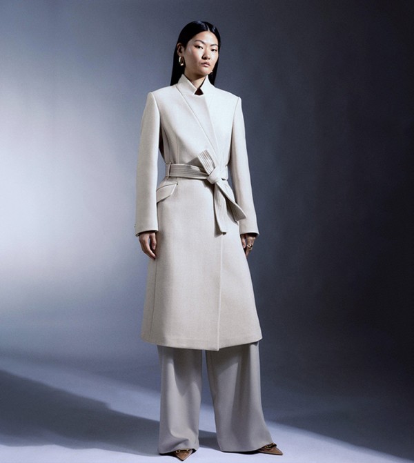 Buy Karen Millen Italian Wool Forever Notch Neck Midi Coat In Beige ...