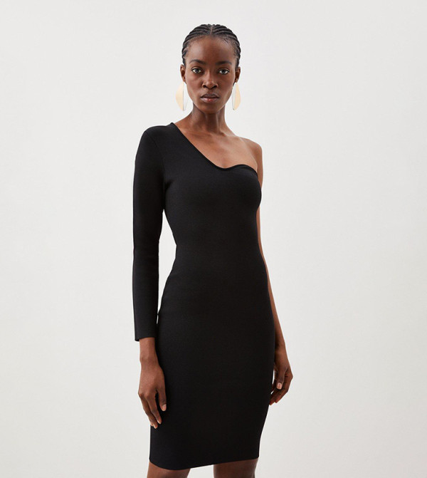 Buy Karen Millen Viscose Blend Body Contouring One Shoulder Knit Pencil ...