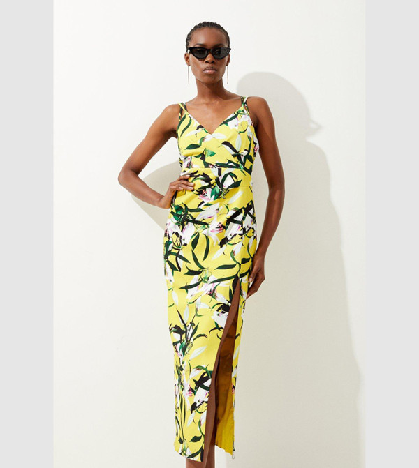 Buy Karen Millen Petite Neon Lilly Print Strappy Maxi Dress In Multiple ...