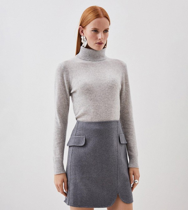 Buy Karen Millen Tailored Splittable Wool Blend Pocket Detail Mini Wrap ...