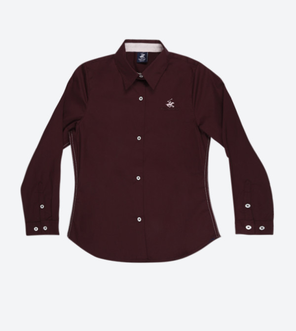 Buy Beverly Hills Polo Club Long Sleeve Classic Collar Shirt Red BP ...
