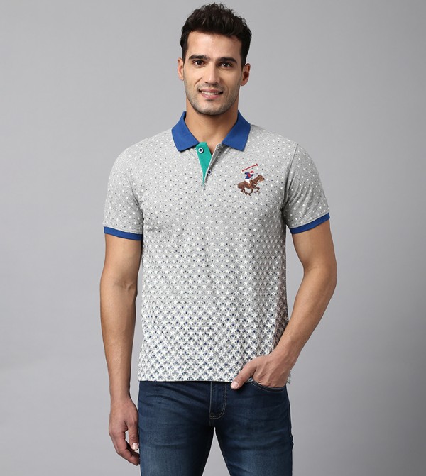 Buy Beverly Hills Polo Club Regulated Star Fade Polo T Shirt In Grey ...