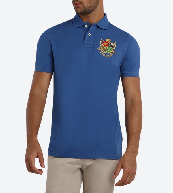 Buy Beverly Hills Polo Club Short Sleeve Polo Shirt Blue BP M2701 In ...