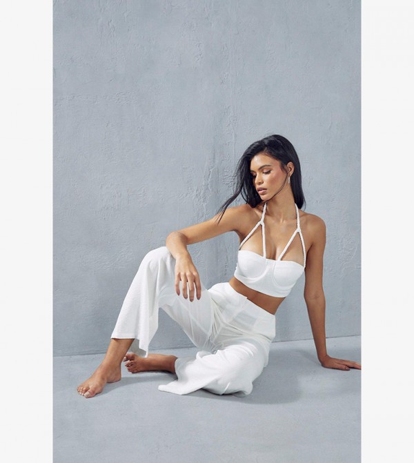 Buy Misspap Linen Look Twist Co Ord Set In White 6thstreet Saudi Arabia