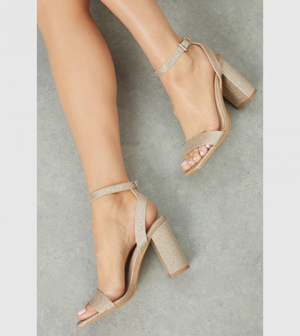 Buy Principles Principles: Sara Block Heel Sandals In Gold | 6thStreet UAE