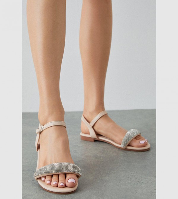 Buy Dorothy Perkins Freya Chunky Sparkly Strap Flat Sandals In Blush ...