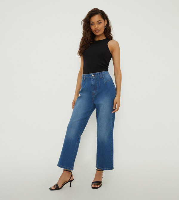 Buy Dorothy Perkins Seam Detail Straight Jeans In Blue | 6thStreet Qatar