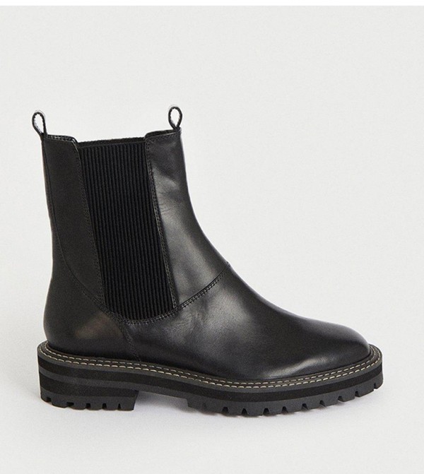 Buy Warehouse Real Leather Double Stitch Chelsea Boots In Black ...