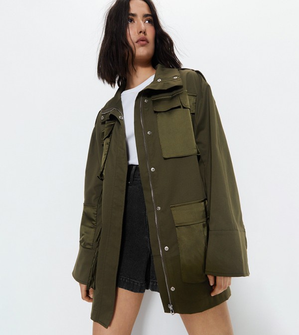 Buy Warehouse Utility Pocket Detail Jacket In Khaki | 6thStreet Kuwait