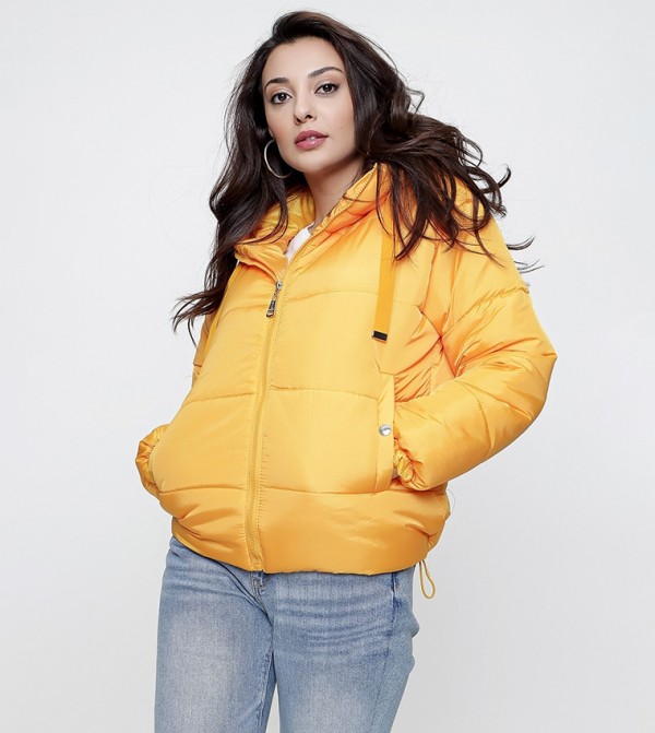 Buy By Saygı Inflatable Hooded Puffer Jacket In Yellow | 6thStreet ...
