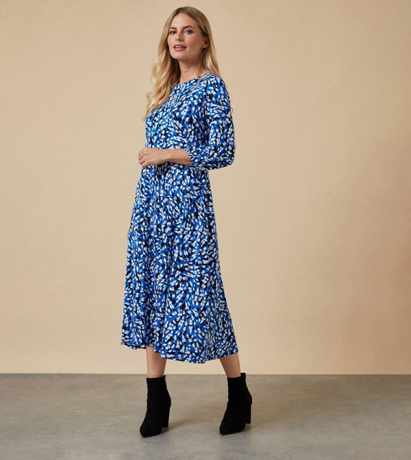 Buy Wallis Blue Abstract Jersey Midi Dress In Blue | 6thStreet Kuwait