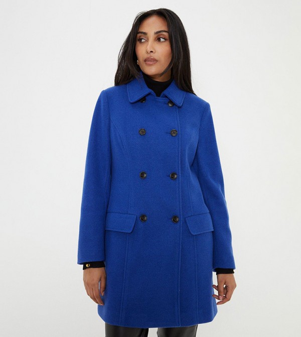 Buy Wallis Blue Double Breasted Pea Coat In COBALT | 6thStreet Kuwait