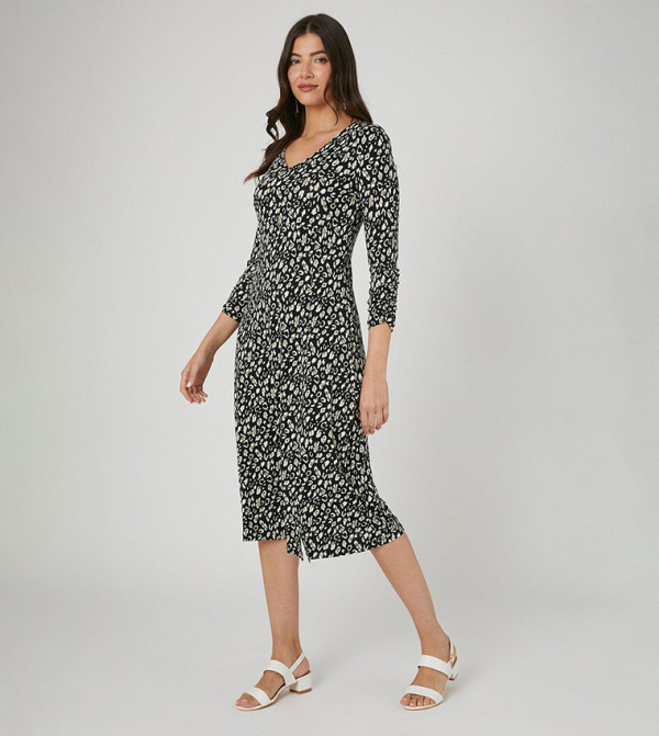 Buy Wallis Mono Animal Print Empire Seam Jersey Midi Dress In Multiple ...