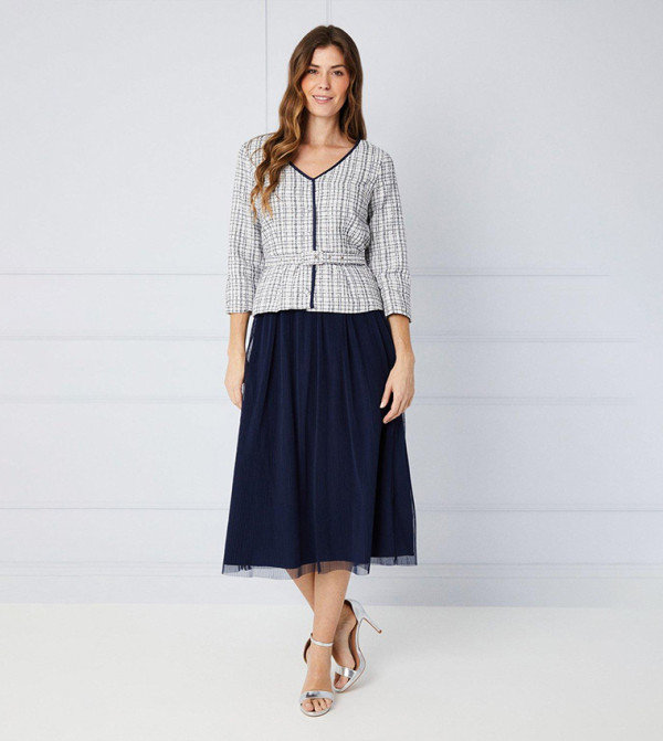 Buy Wallis Premium Boucle Midi Dress In Navy | 6thStreet UAE