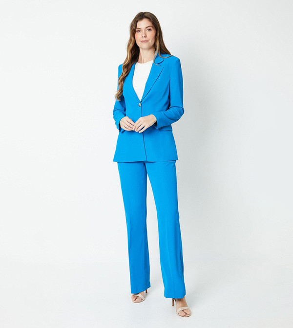 Buy Wallis Premium Solid Flared Trousers In Blue | 6thStreet UAE